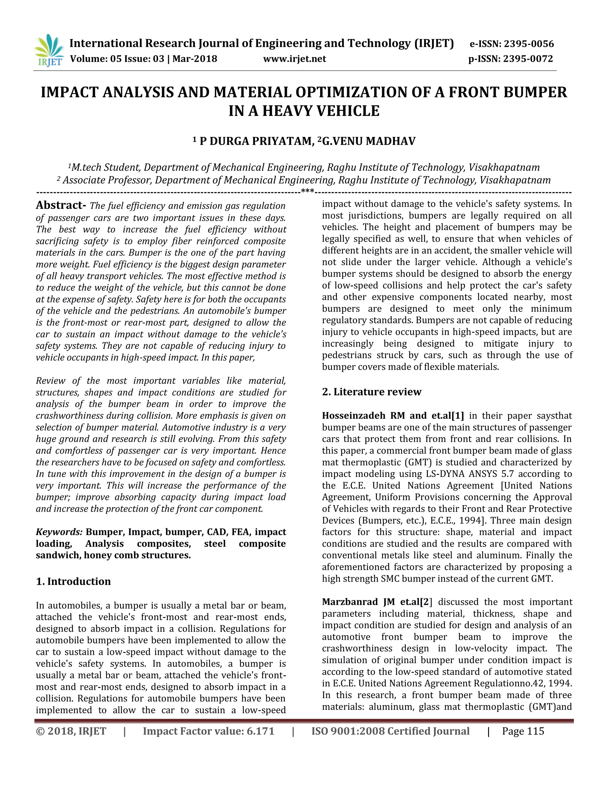 Impact Analysis and Material Optimization of a Front Bumper in a Heavy ...