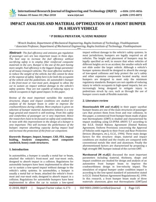 Impact Analysis and Material Optimization of a Front Bumper in a Heavy Vehicle | PDF