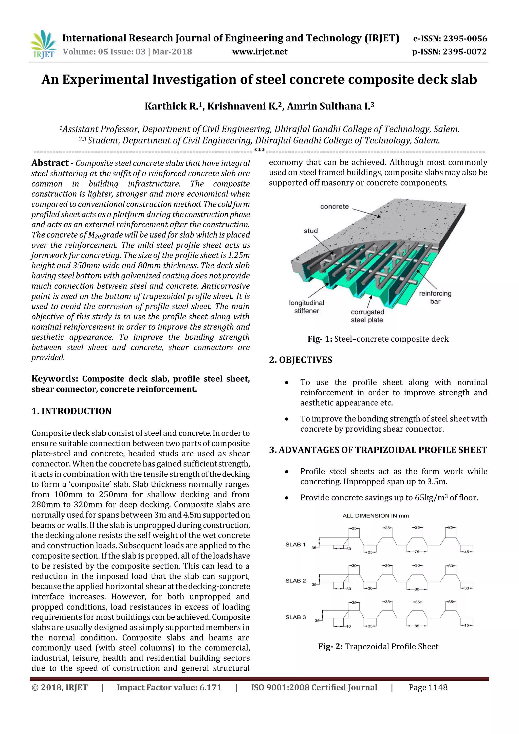 IRJET- An Experimental Investigation of steel Concrete Composite Deck ...