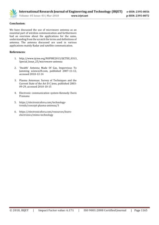 IRJET- Types of Microwave Antenna and its Applications | PDF