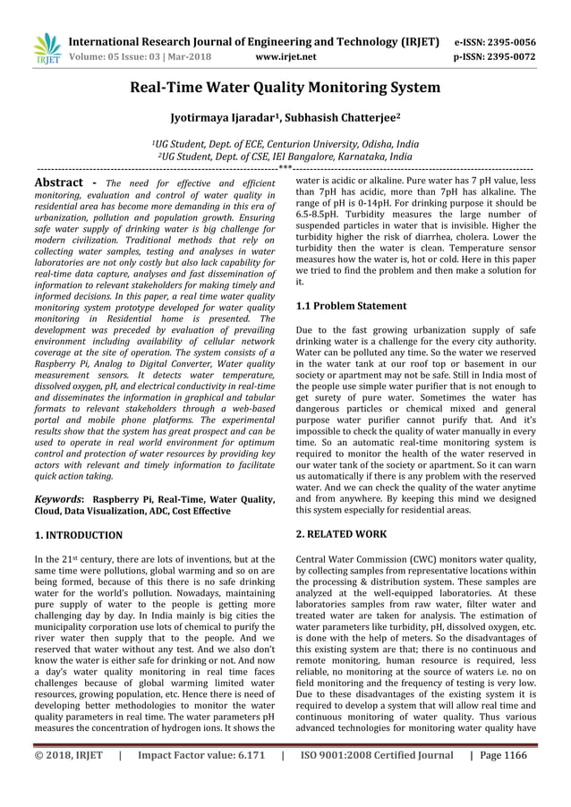 IRJET- Real-Time Water Quality Monitoring System | PDF
