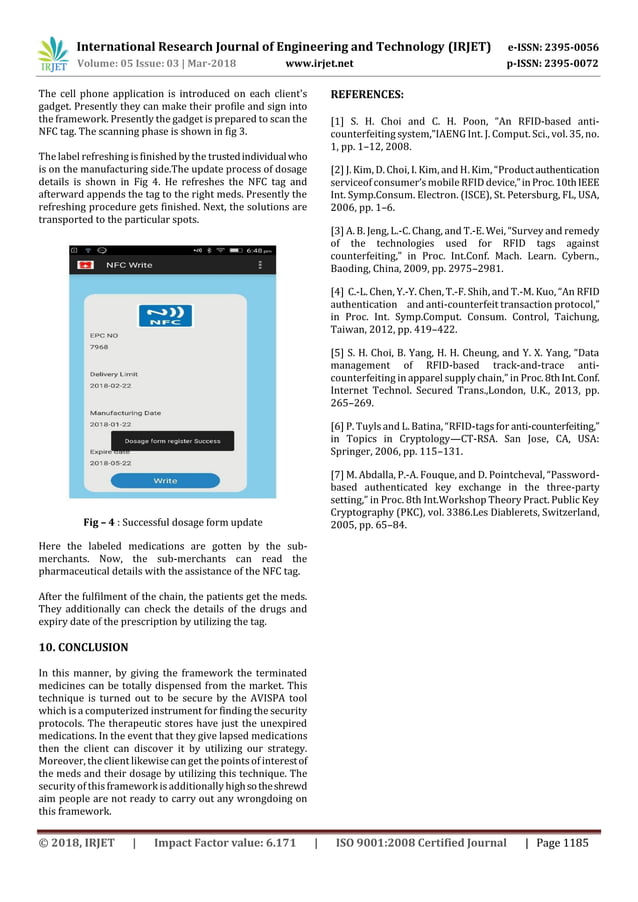 IRJET- Secure Authentication Scheme for Medicine Anti-Counterfeiting System in IoT Environment | PDF