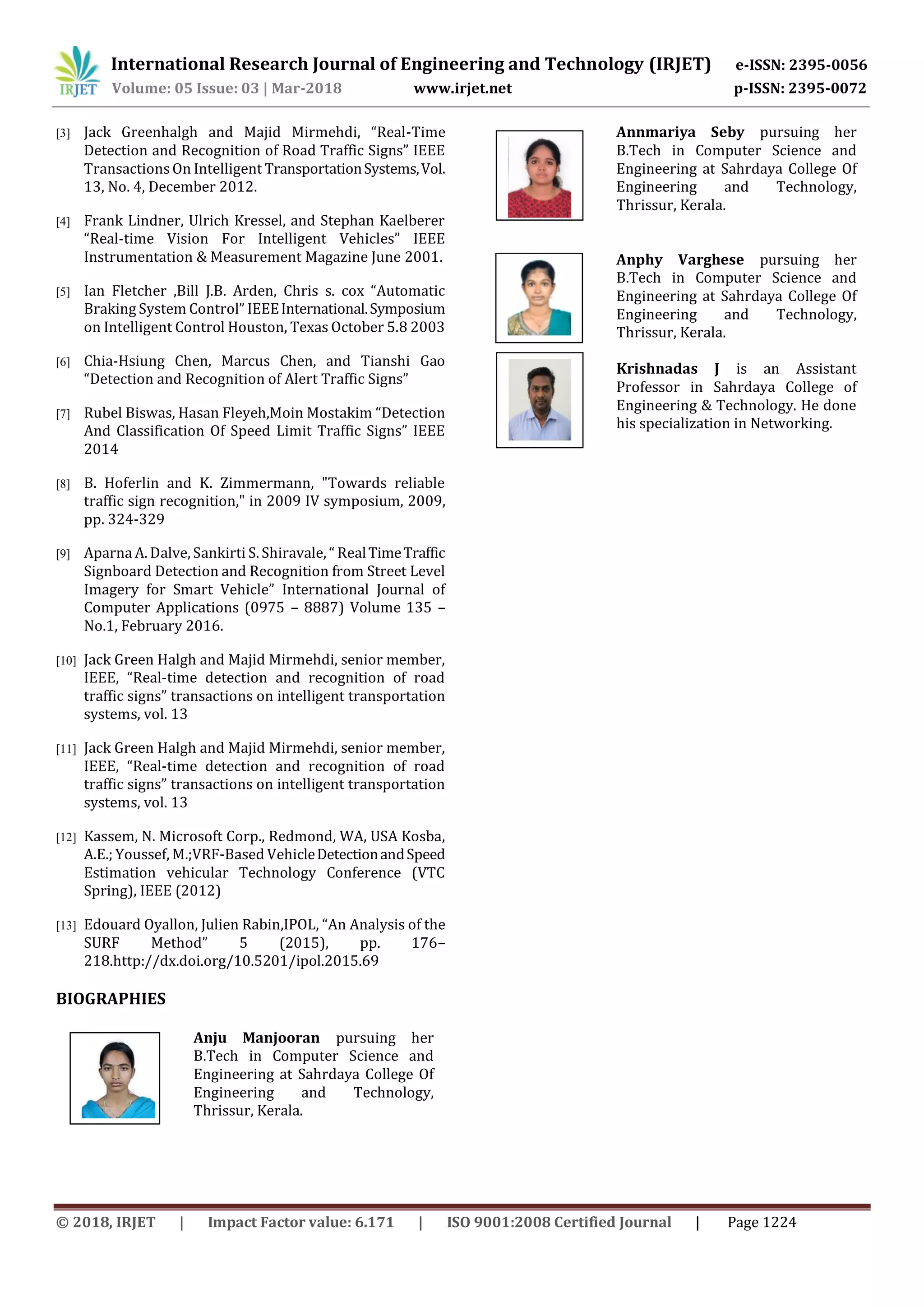 Irjet Traffic Sign Board Detection And Voice Alert System Along With Speed Control Pdf