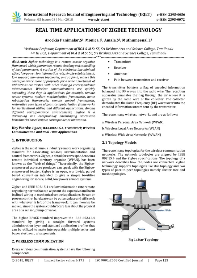 Real Time Applications of Zigbee Technology | PDF
