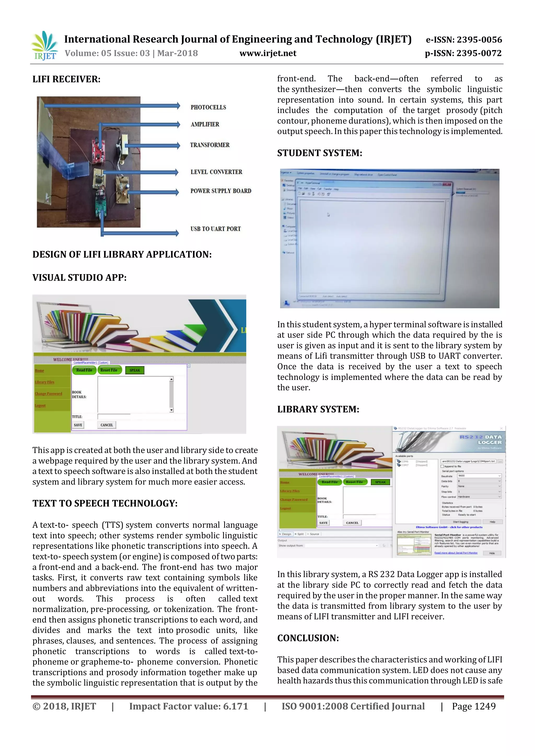 IRJET- LIFI Based Smart Library System | PDF | Computer Networking ...