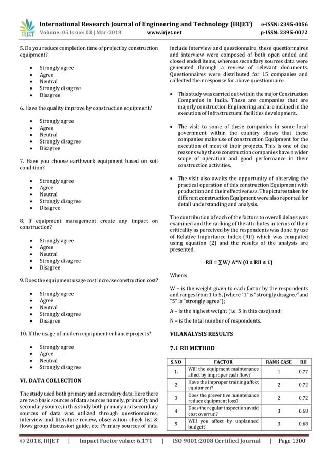 IRJET- A Study and Analysis of Construction Equipment Management used in Construction Projects ...