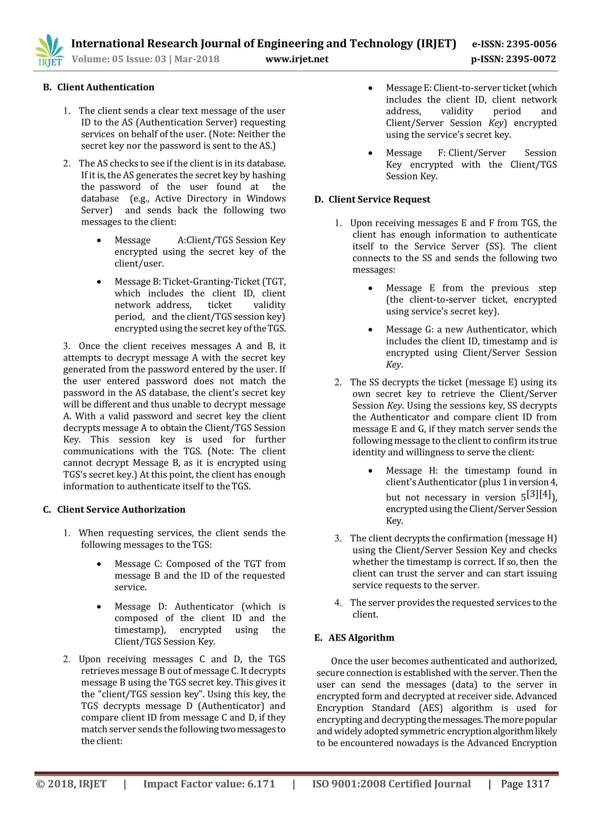 IRJET- Internal Security in Metropolitan Area Network using Kerberos | PDF