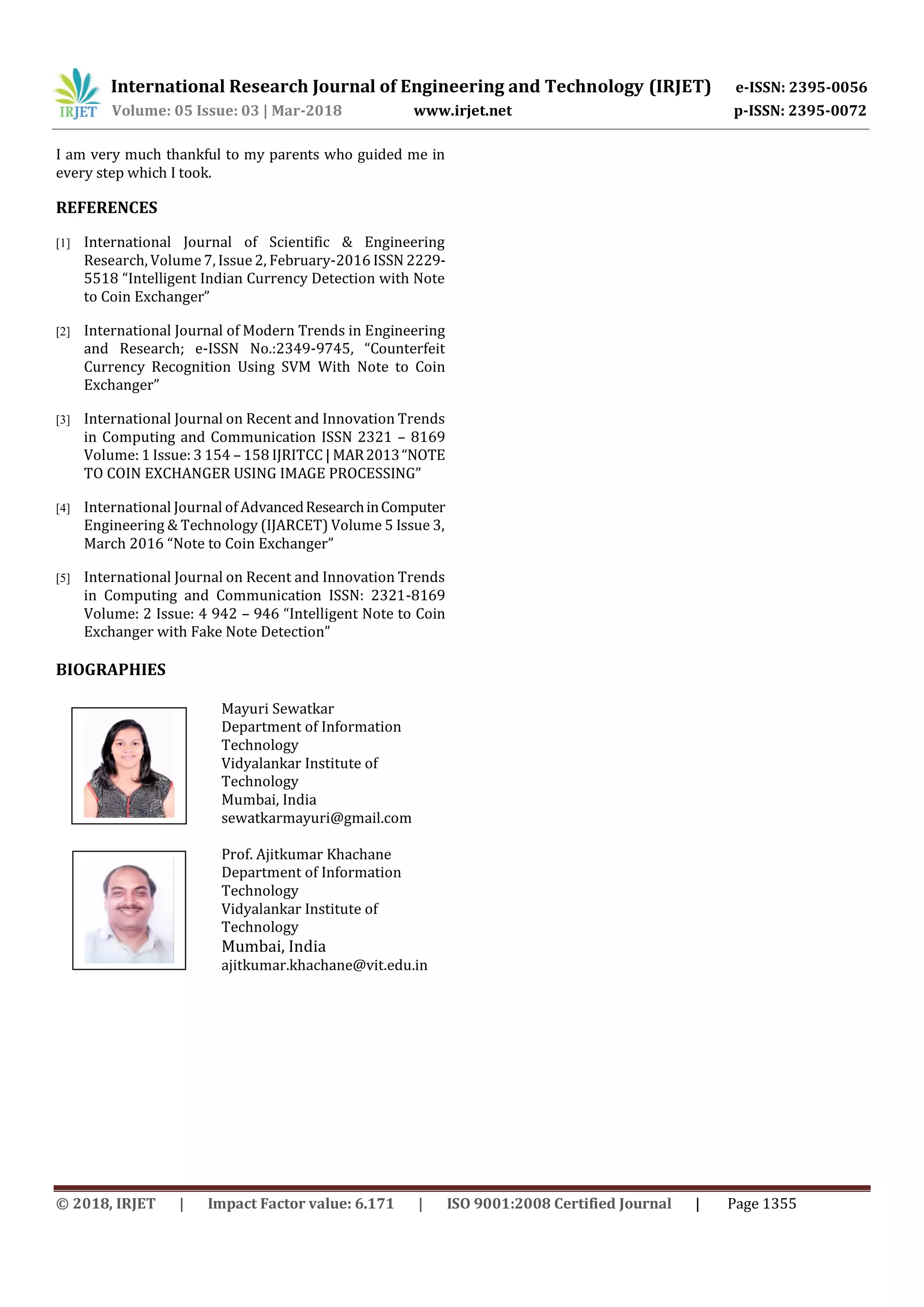 IRJET- Note to Coin Converter | PDF