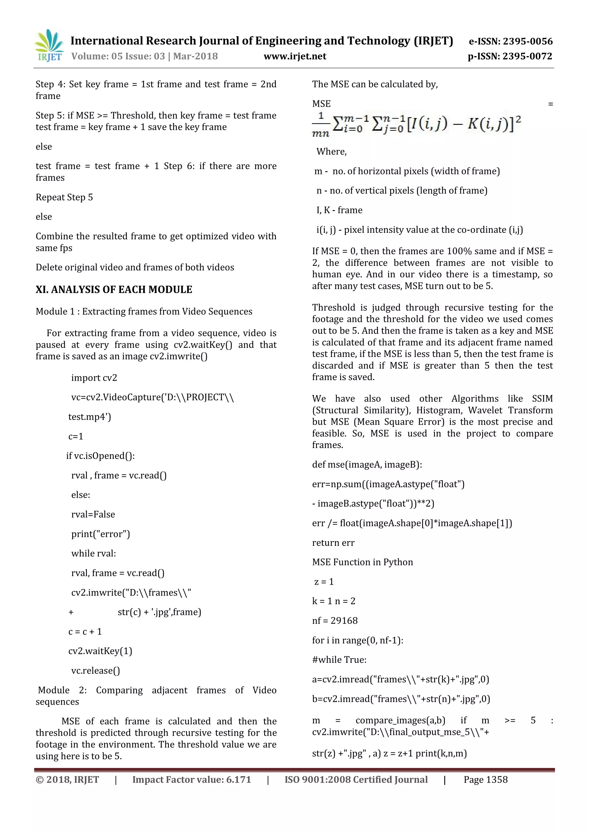 IRJET- Storage Optimization of Video Surveillance from CCTV Camera | PDF