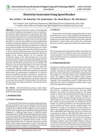 IRJET- Electricity Generation using Speed Breaker | PDF