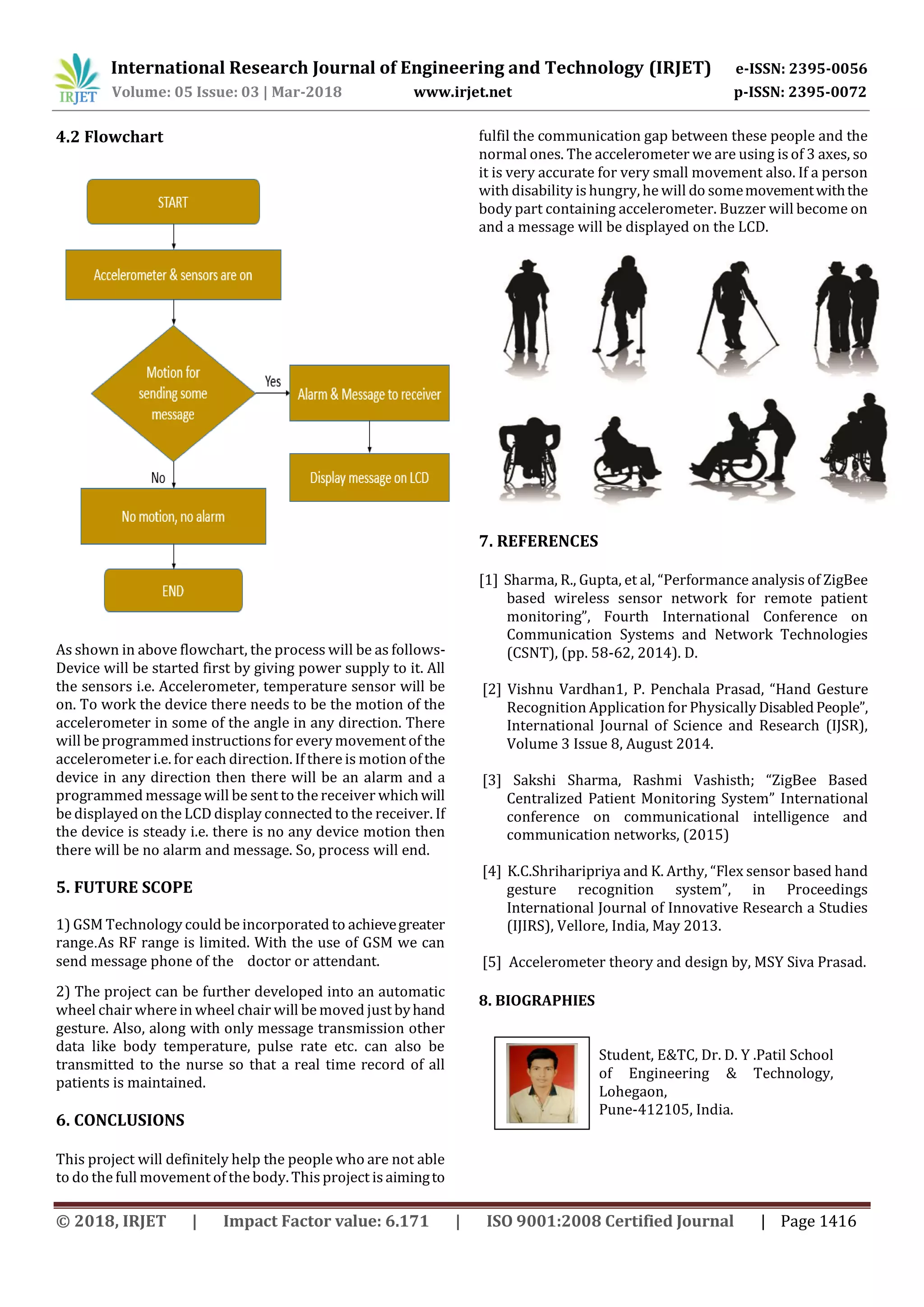 IRJET- Motion Based Message Conveyor for Physically Disabled People | PDF