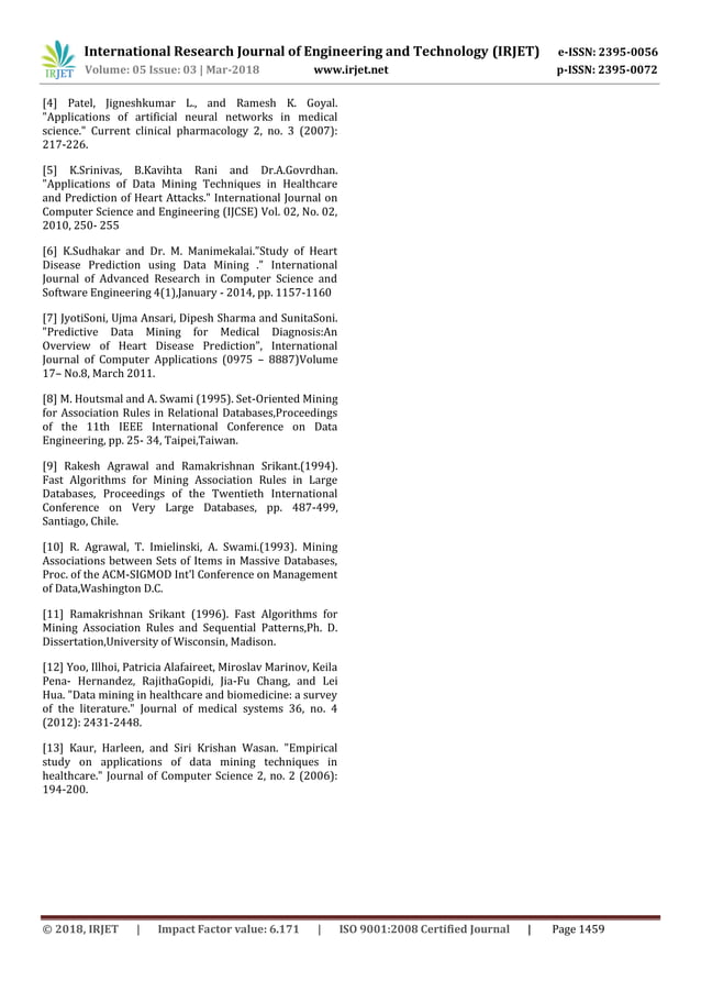 IRJET- Review on Knowledge Discovery and Analysis in Healthcare using Data Mining | PDF