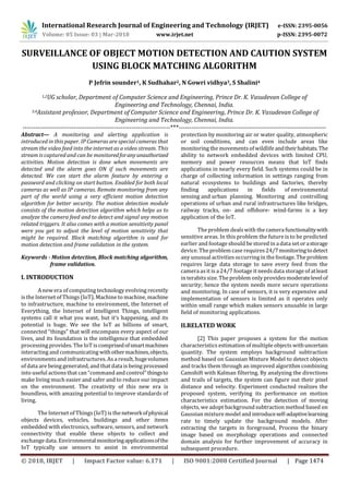 IRJET- Surveillance of Object Motion Detection and Caution System using Block Matching Algorithm ...