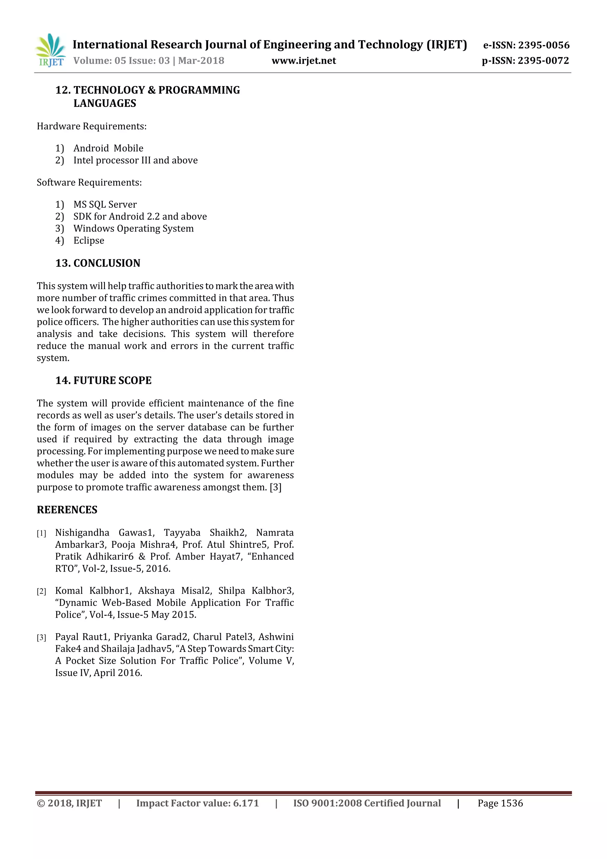 IRJET- Trafficop Android Application for Management of Traffic ...