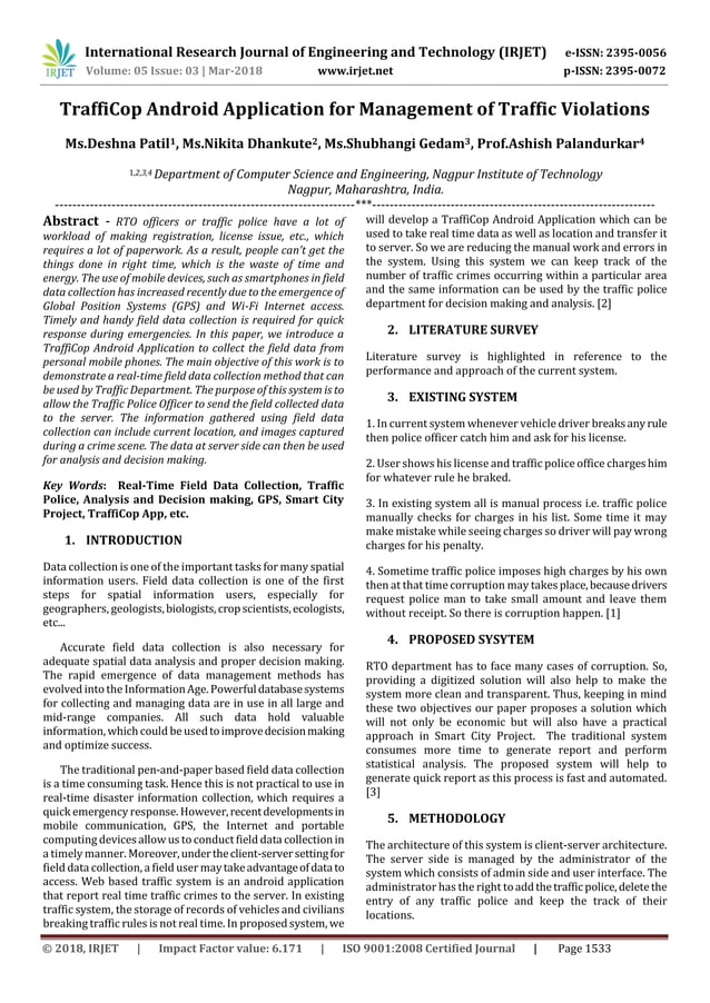 IRJET- Trafficop Android Application for Management of Traffic ...