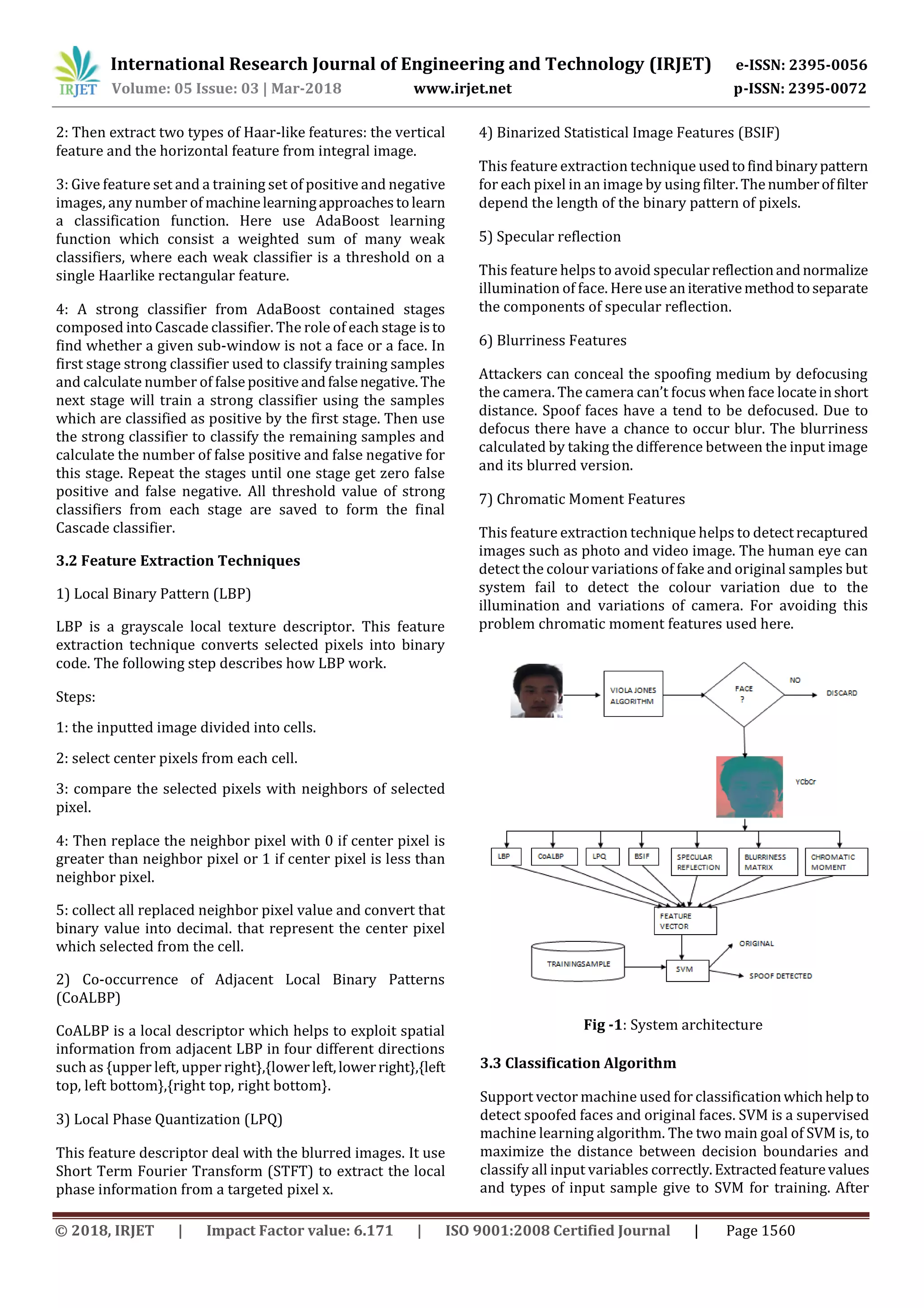 IRJET- Face Spoof Detection using Machine Learning with Colour Features | PDF