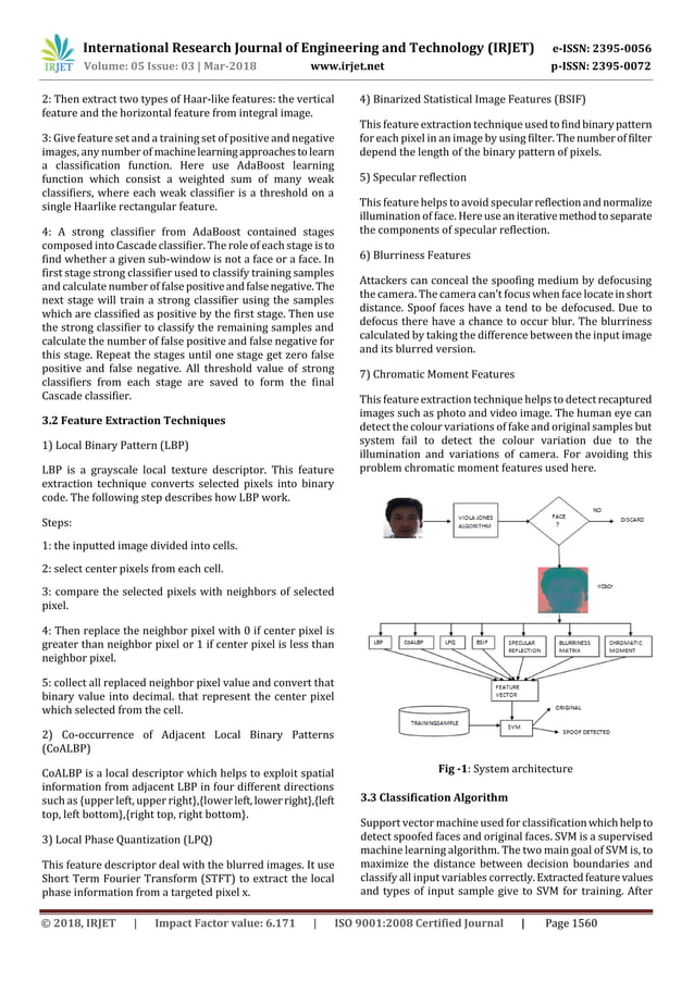Irjet Face Spoof Detection Using Machine Learning With Colour Features