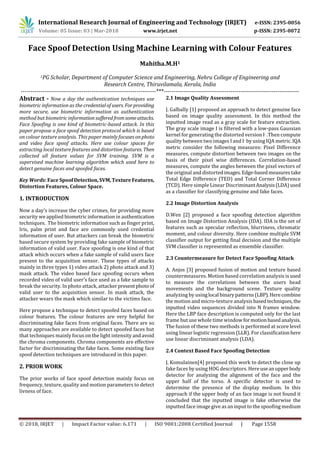 IRJET- Face Spoof Detection using Machine Learning with Colour Features | PDF