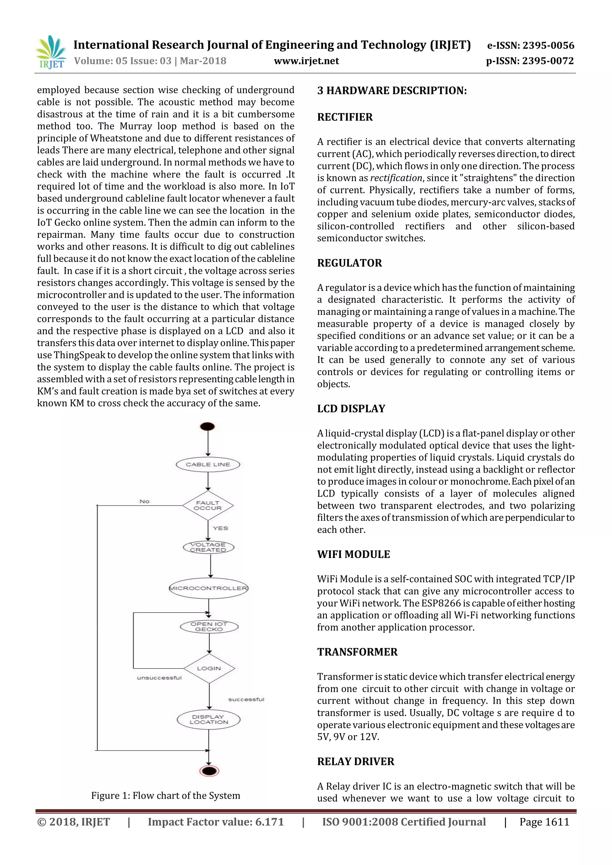 Irjet Iot Based Underground Cable Line Fault Detection Pdf