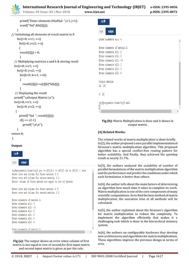 IRJET- Matrix Multiplication using Strassen’s Method | PDF