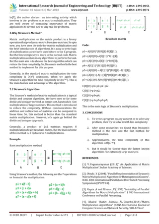 IRJET- Matrix Multiplication using Strassen’s Method | PDF