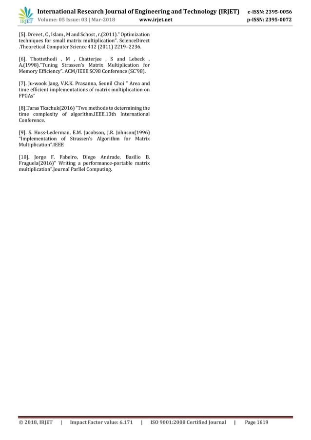IRJET- Matrix Multiplication using Strassen’s Method | PDF
