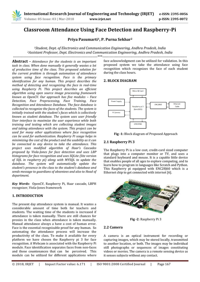 Classroom Attendance using Face Detection and Raspberry-Pi | PDF | Cameras and Camcorders ...
