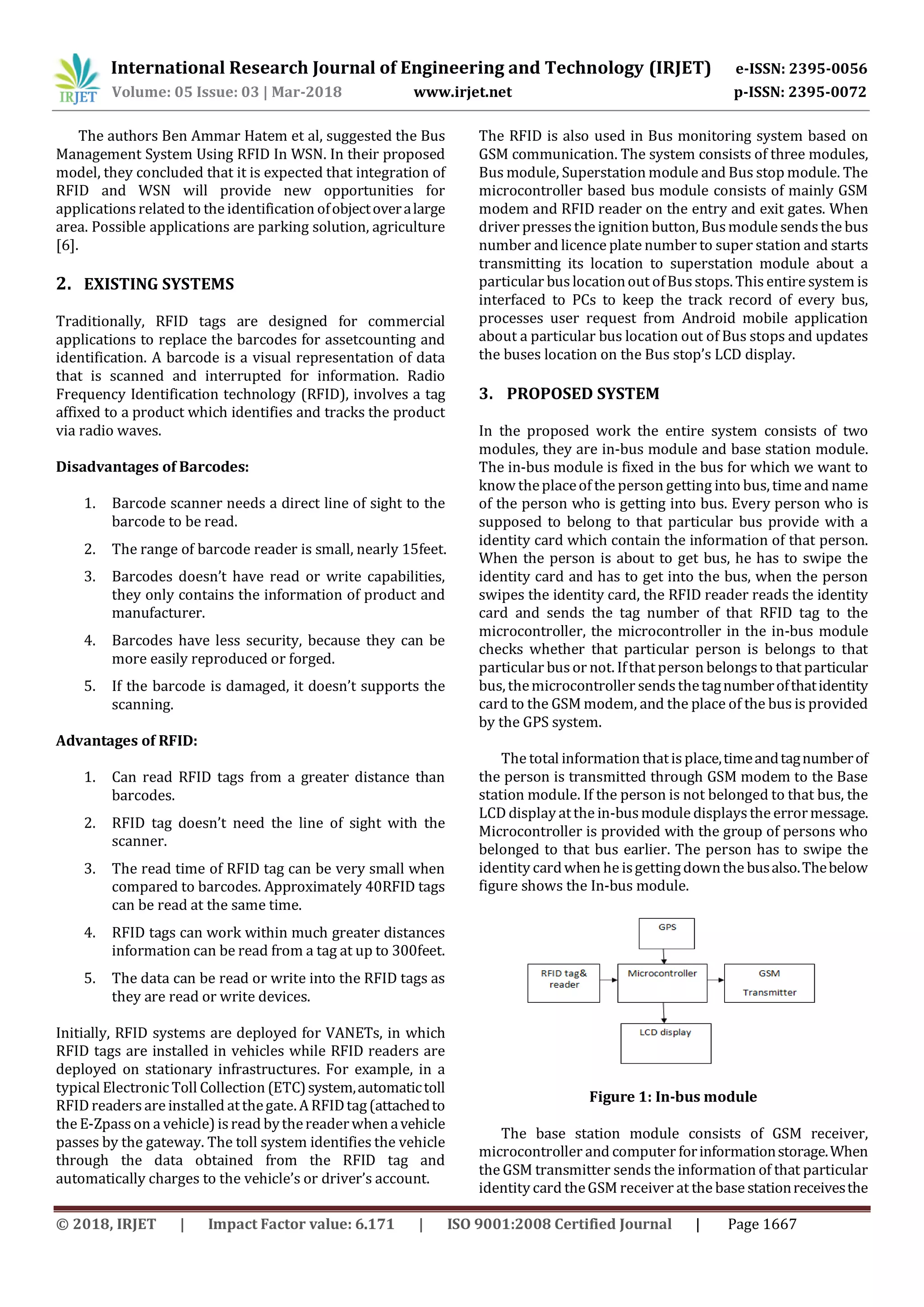 IRJET- RFID Based College Bus Management System | PDF