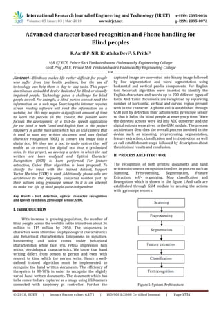 IRJET- Advanced Character based Recognition and Phone Handling for ...