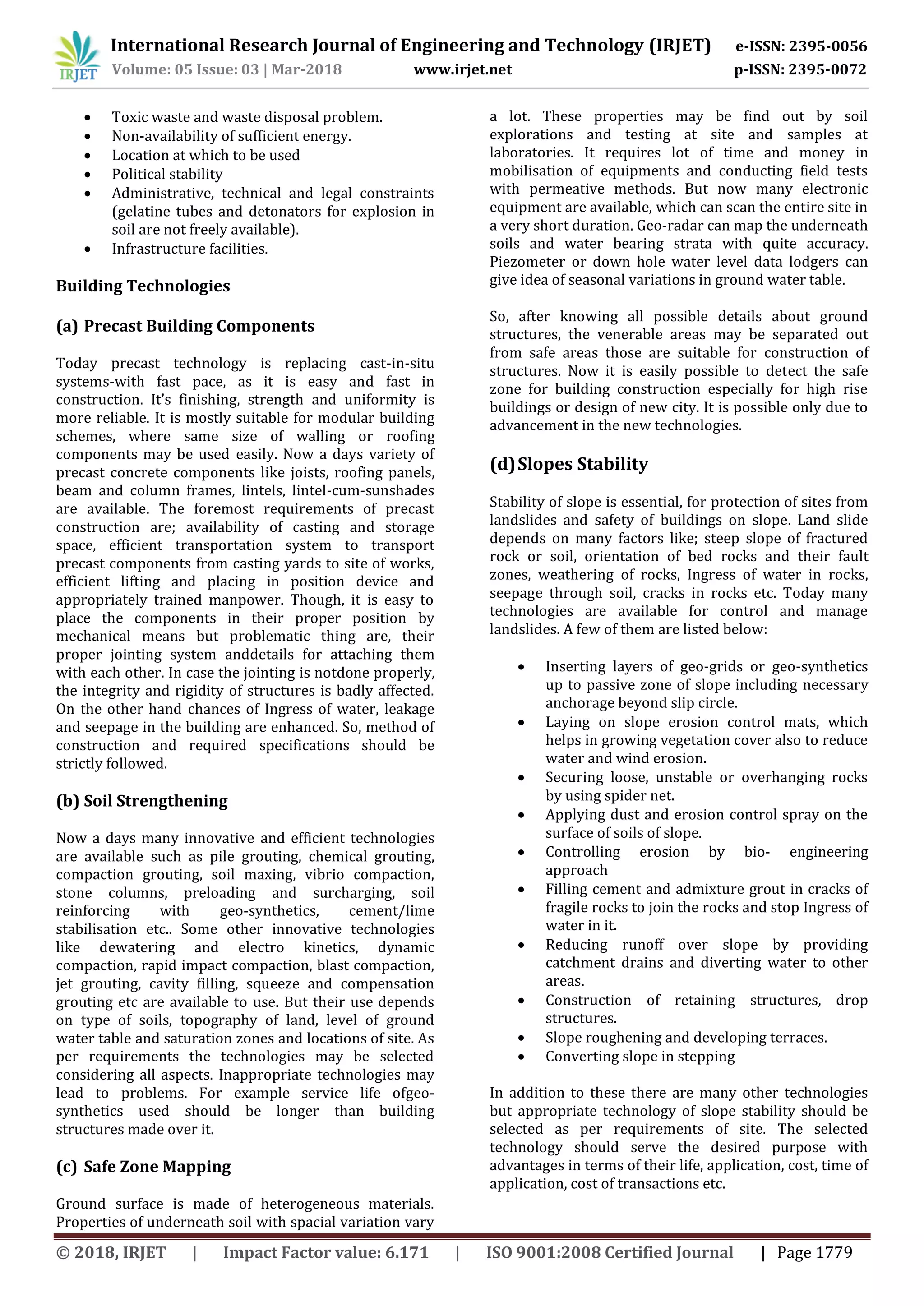 IRJET- Selection of Appropriate Technologies in Building Constructions ...