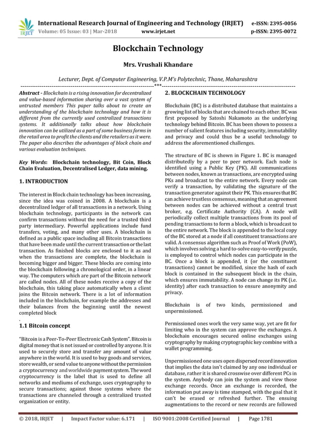 IRJET- Blockchain Technology | PDF
