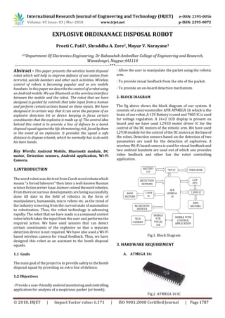 IRJET- Explosive Ordinanace Disposal Robot | PDF | Computer Peripherals | Computing