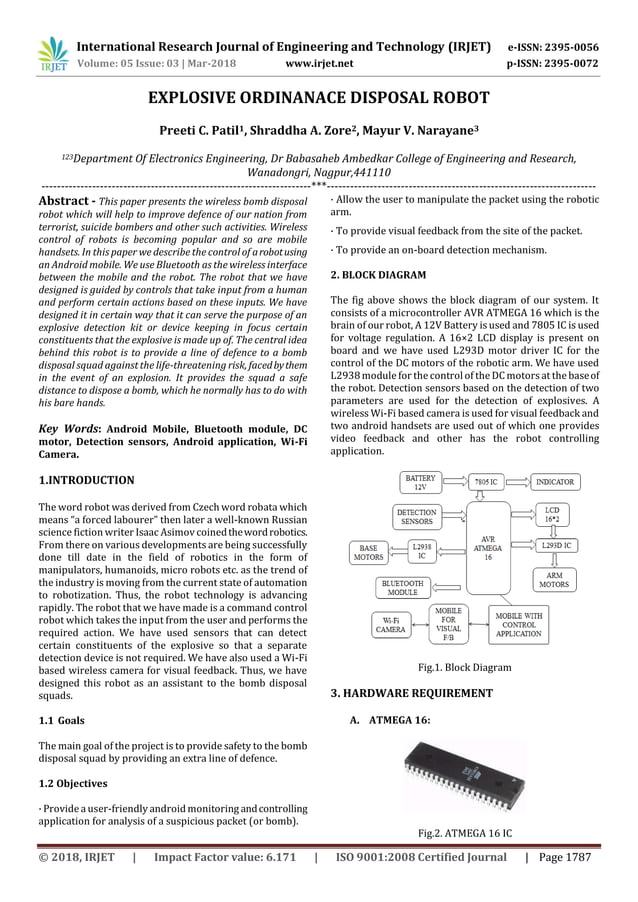 IRJET- Explosive Ordinanace Disposal Robot | PDF | Computer Peripherals | Computing