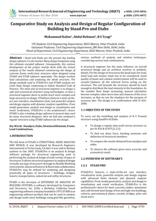 IRJET- Comparative Study on Analysis and Design of Regular Configuration of Building by Staad ...