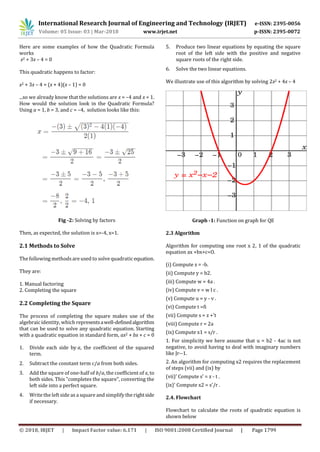 IRJET- Solving Quadratic Equations using C++ Application Program | PDF