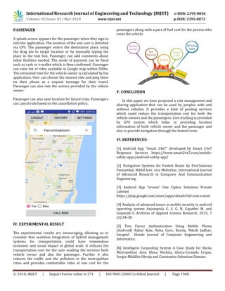 IRJET- Reducing Transportation Cost by Managing Rides using an Android Application | PDF
