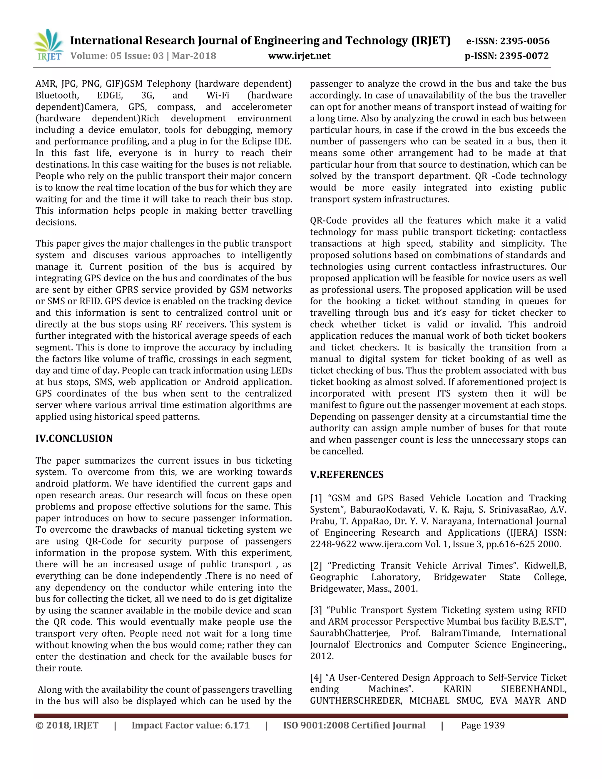 IRJET- Smart Bus Ticket System using QR Code in Android App | PDF