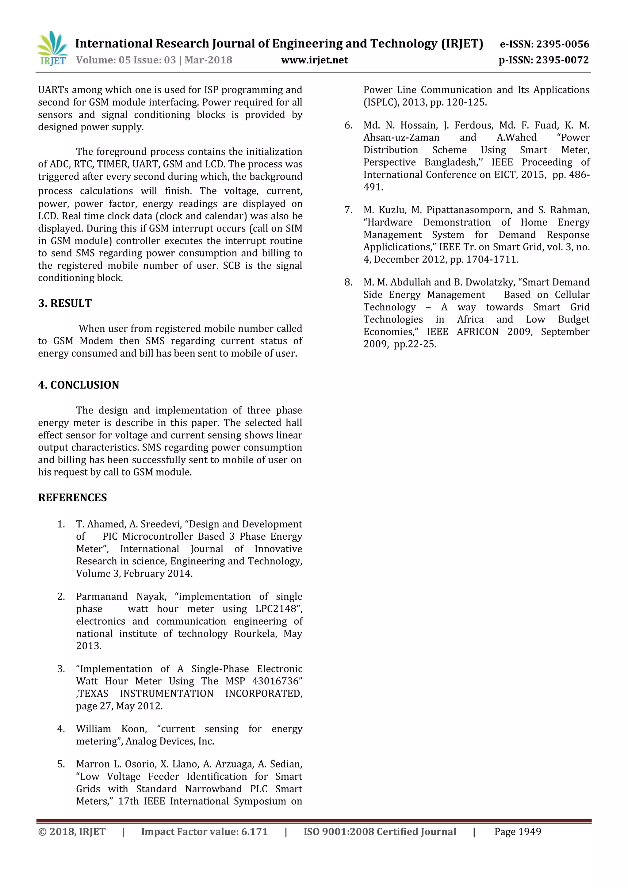 IRJET- Hall Effect Sensor Based Digital Smart Three Phase Energy Meter | PDF