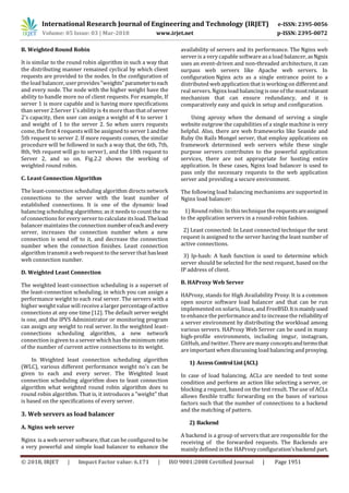 IRJET- An Improved Weighted Least Connection Scheduling Algorithm for Load Balancing in Web ...