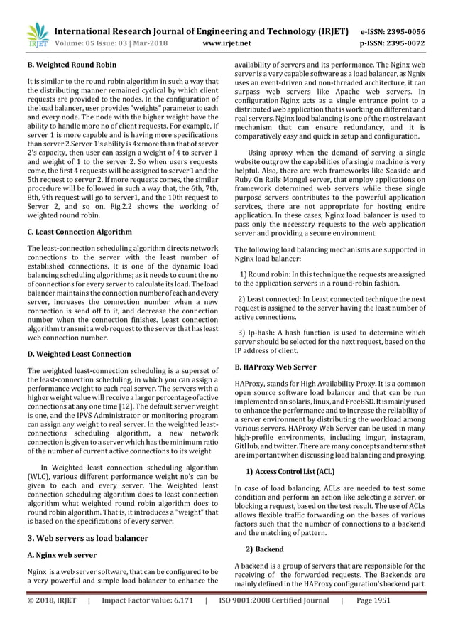 IRJET- An Improved Weighted Least Connection Scheduling Algorithm for Load Balancing in Web ...