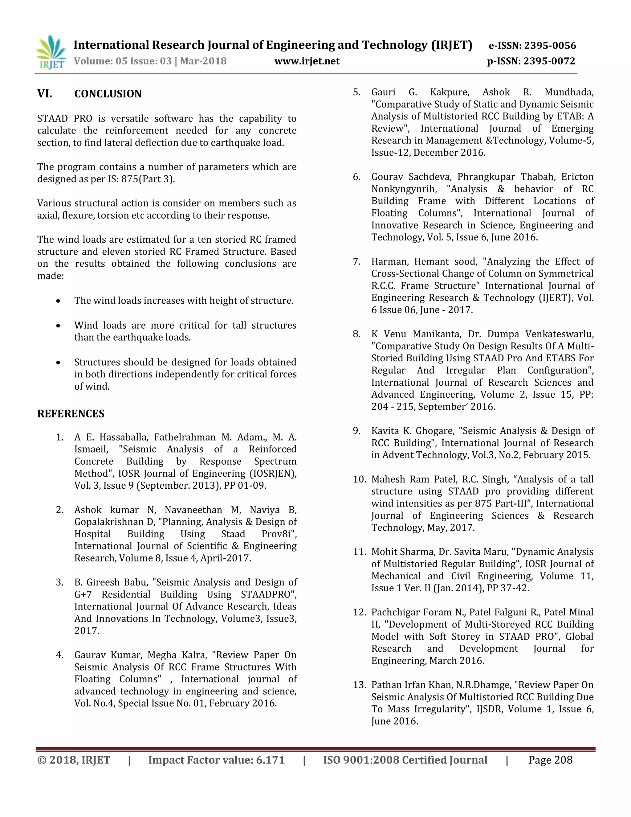 Wind Analysis and Design of G+11 Storied Building using STAAD-Pro | PDF
