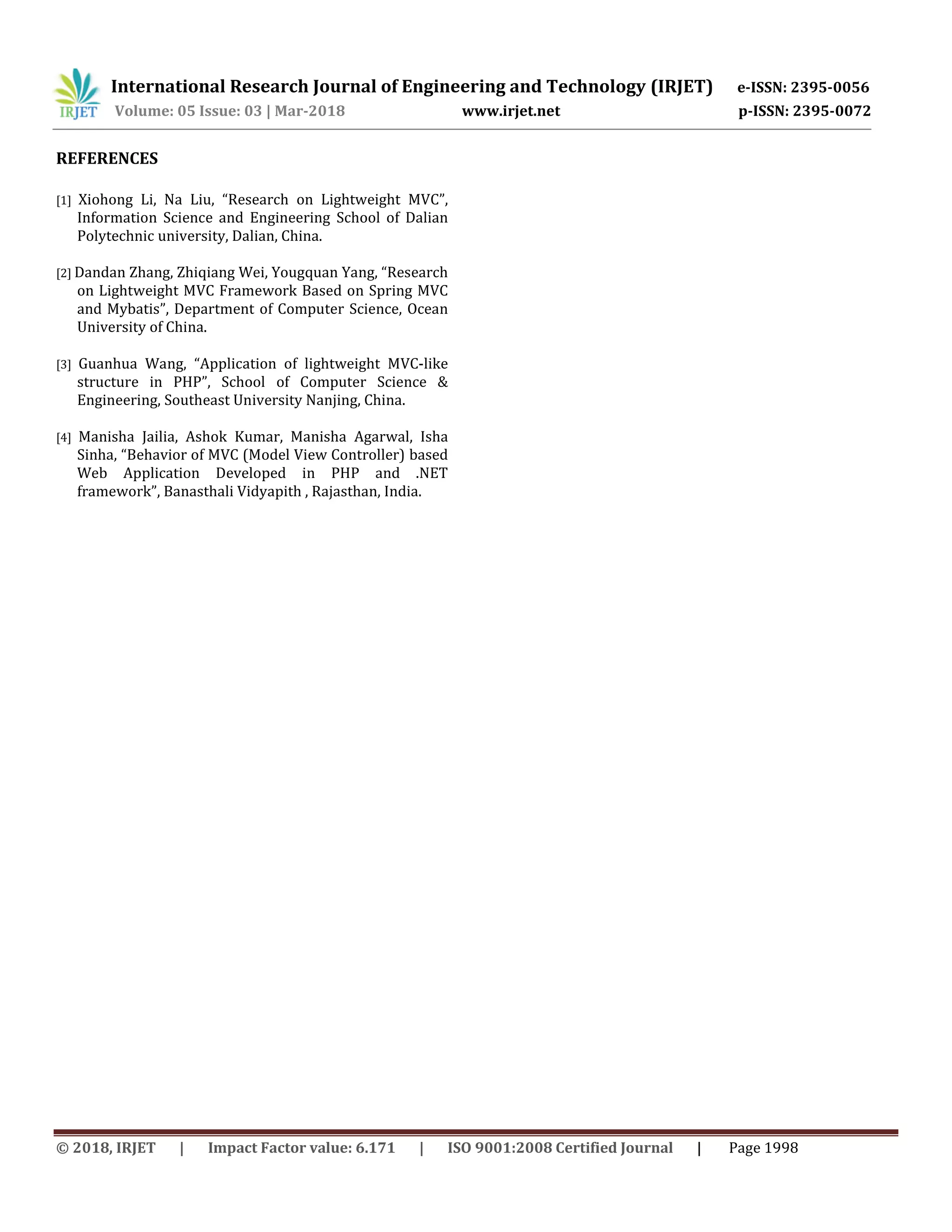 Irjet Lightweight Mvc Framework In Php Pdf