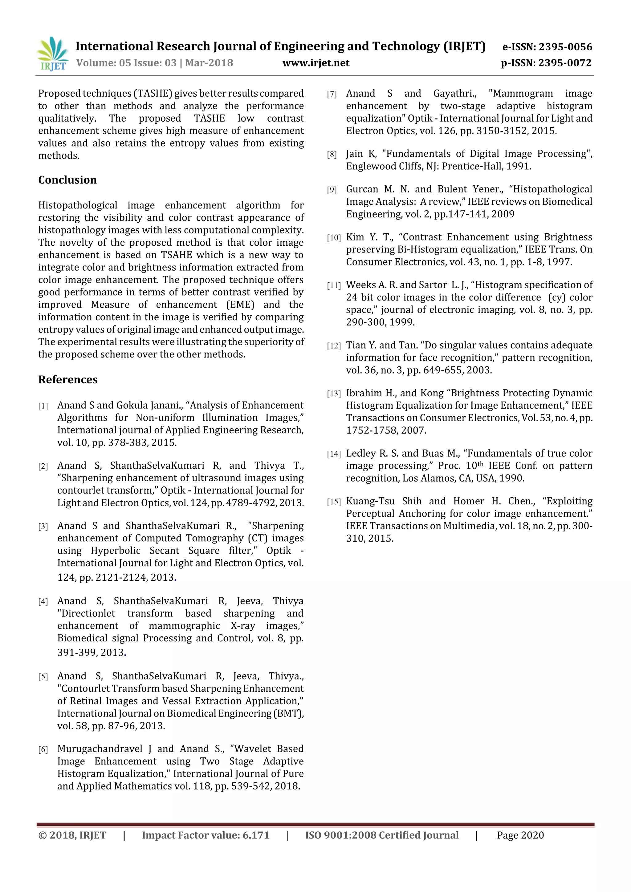IRJET- Visual Improvement of Histopathology Images using Enhancement ...