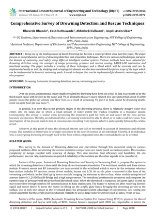 IRJET- Comprehensive Survey of Drowning Detection and Rescue Techniques | PDF