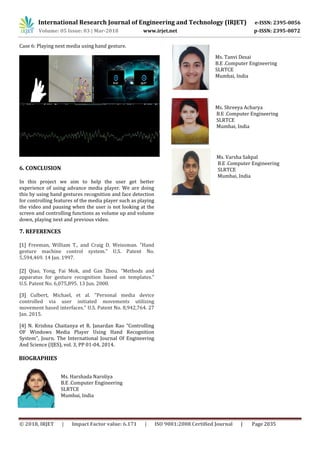 IRJET- Enhanced Look Based Media Player with Hand Gesture Recognition | PDF