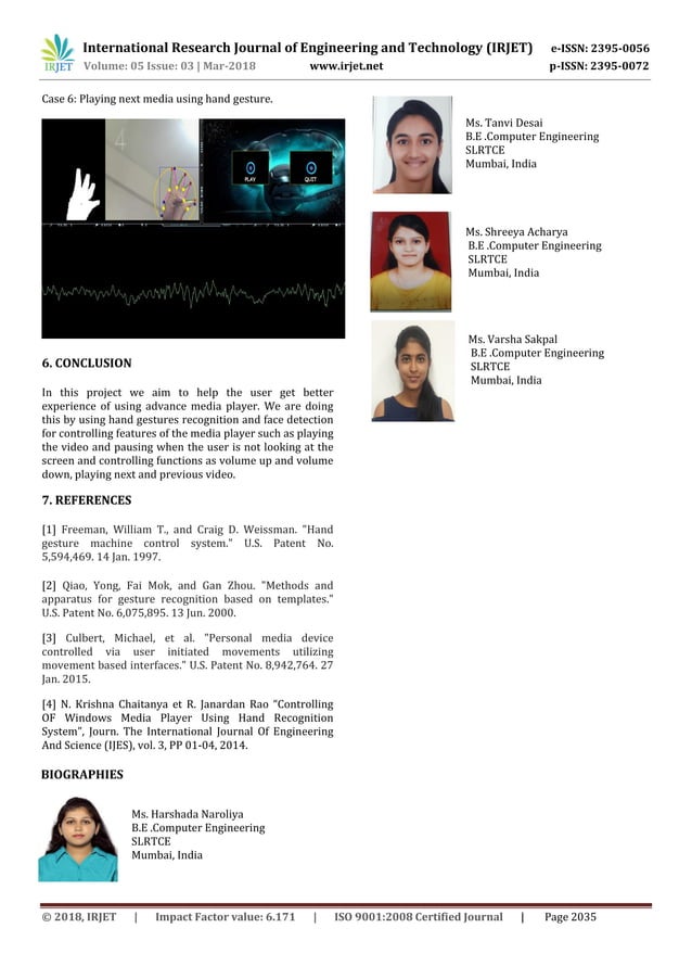 IRJET- Enhanced Look Based Media Player with Hand Gesture Recognition | PDF