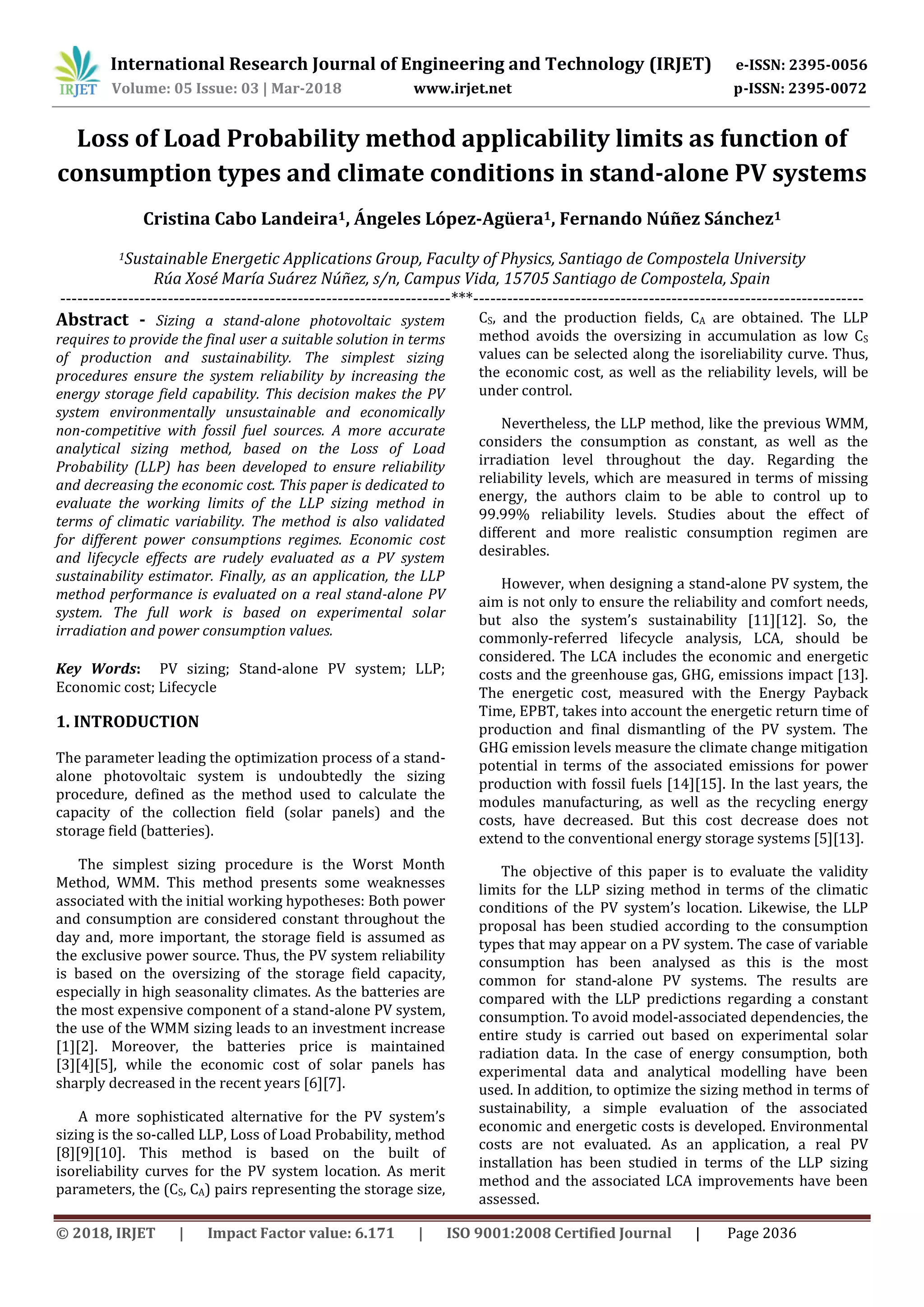 IRJET- Loss of Load Probability Method Applicability Limits as Function ...