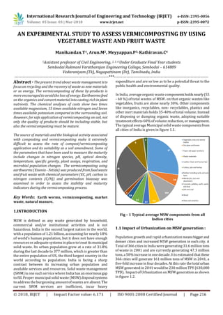 An Experimental Study to Assess Vermicomposting by using Vegetable ...