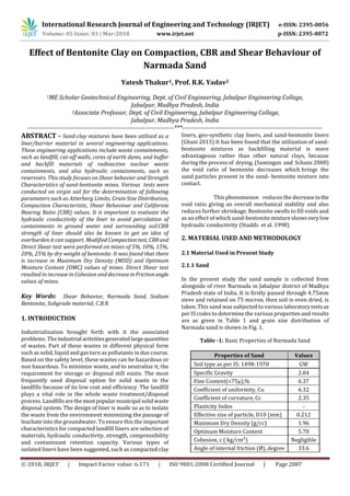 IRJET- Effect of Bentonite Clay on Compaction, CBR and Shear Behaviour ...