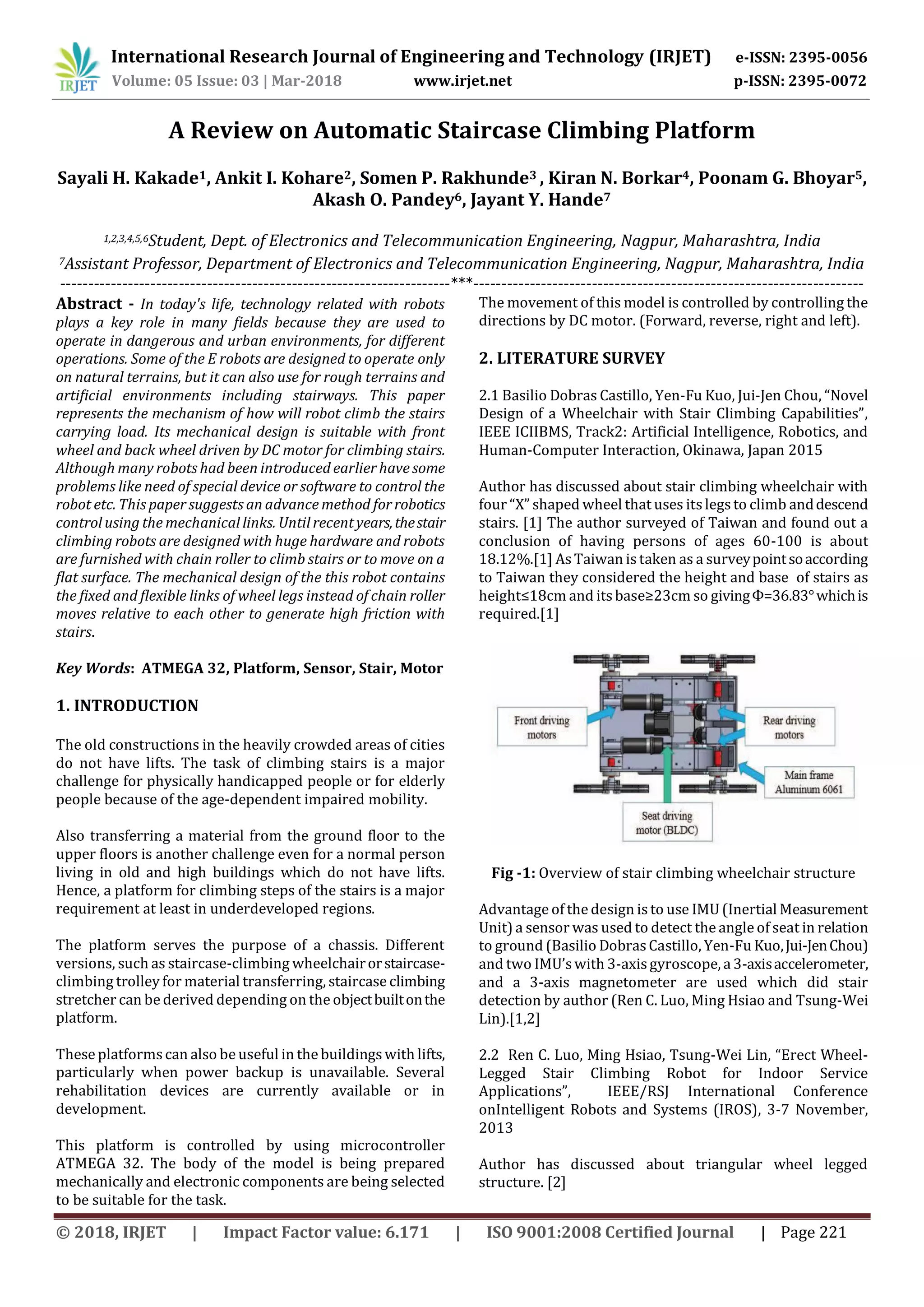 A Review on Automatic Staircase Climbing Platform | PDF